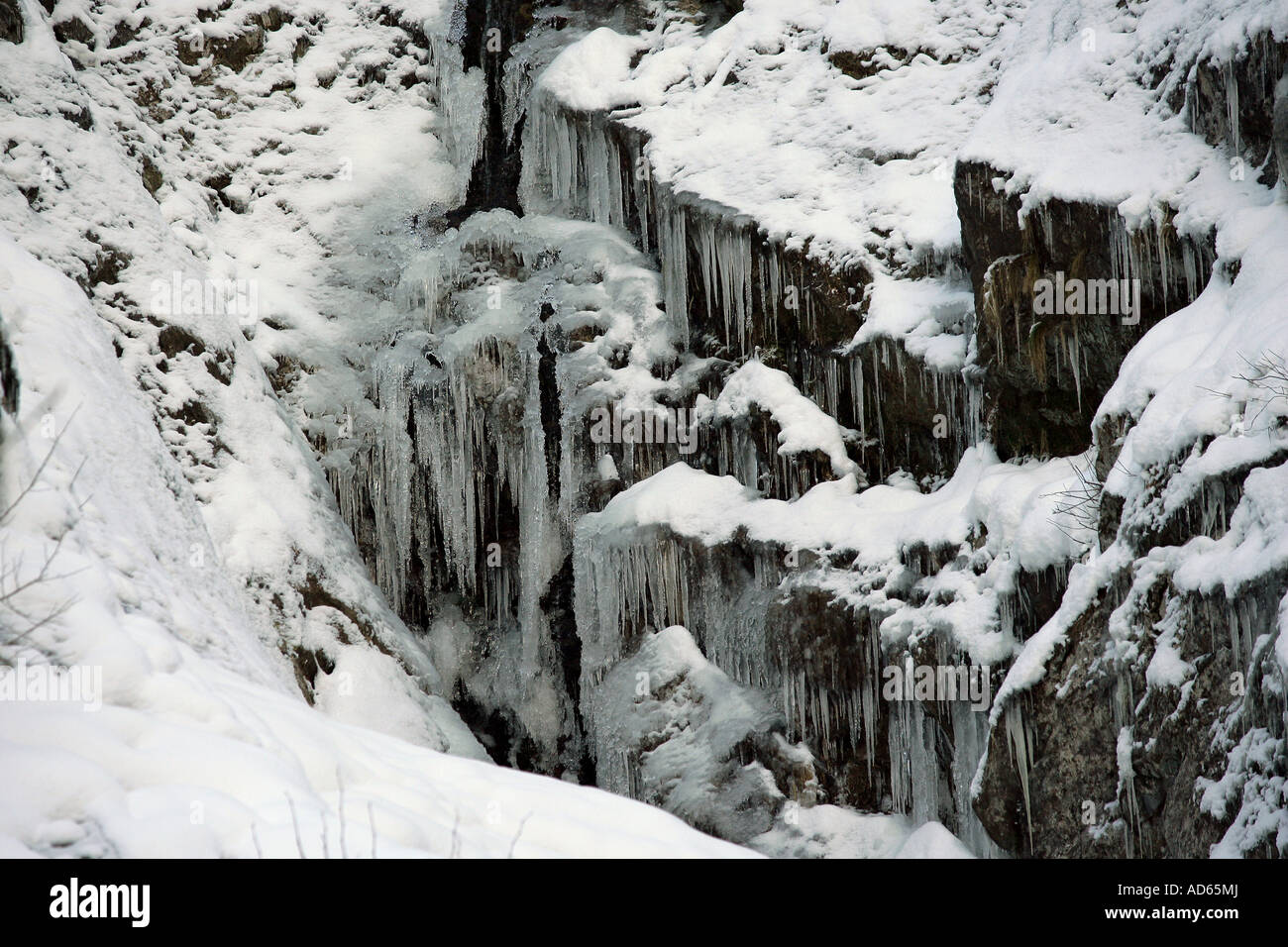 stalactites of ice in a landscape of snow Stock Photo - Alamy
