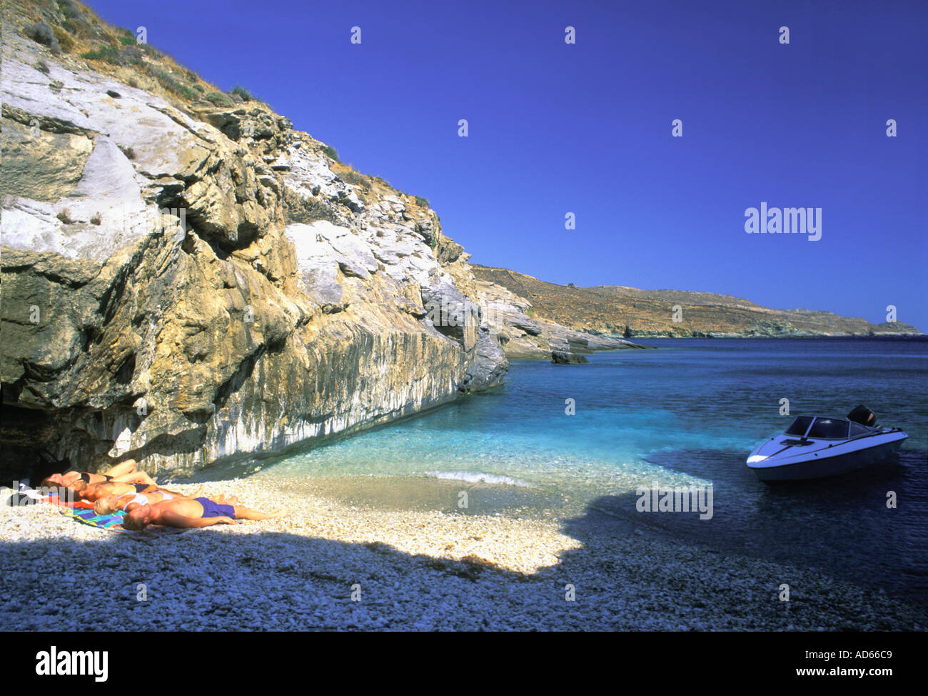 GREECE CYCLADES ANDROS ISLAND REMOTE BEACHES ACCESSABLE ONLY BY BOAT ...