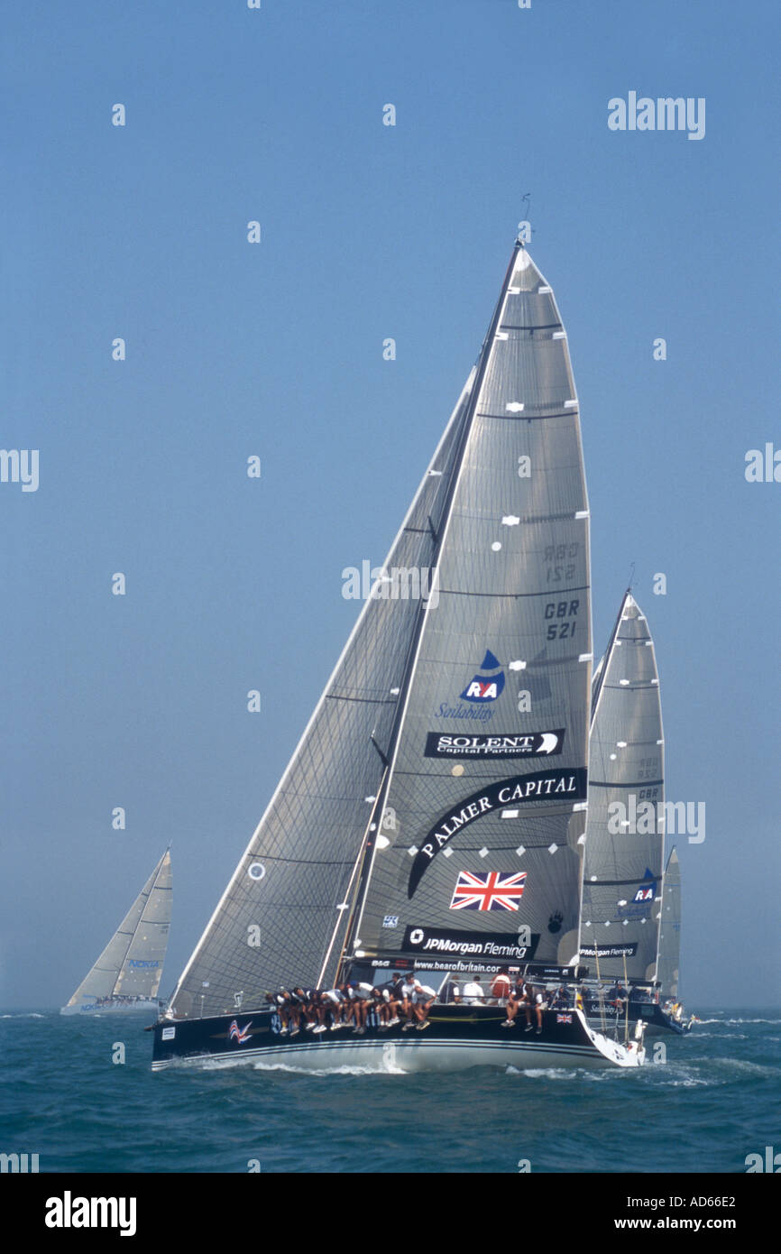 The Farr 52 design yacht Bear of Britain racing off the Isle of Wight ...