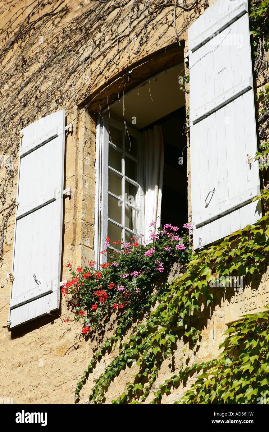 open window with wood shutters Stock Photo - Alamy