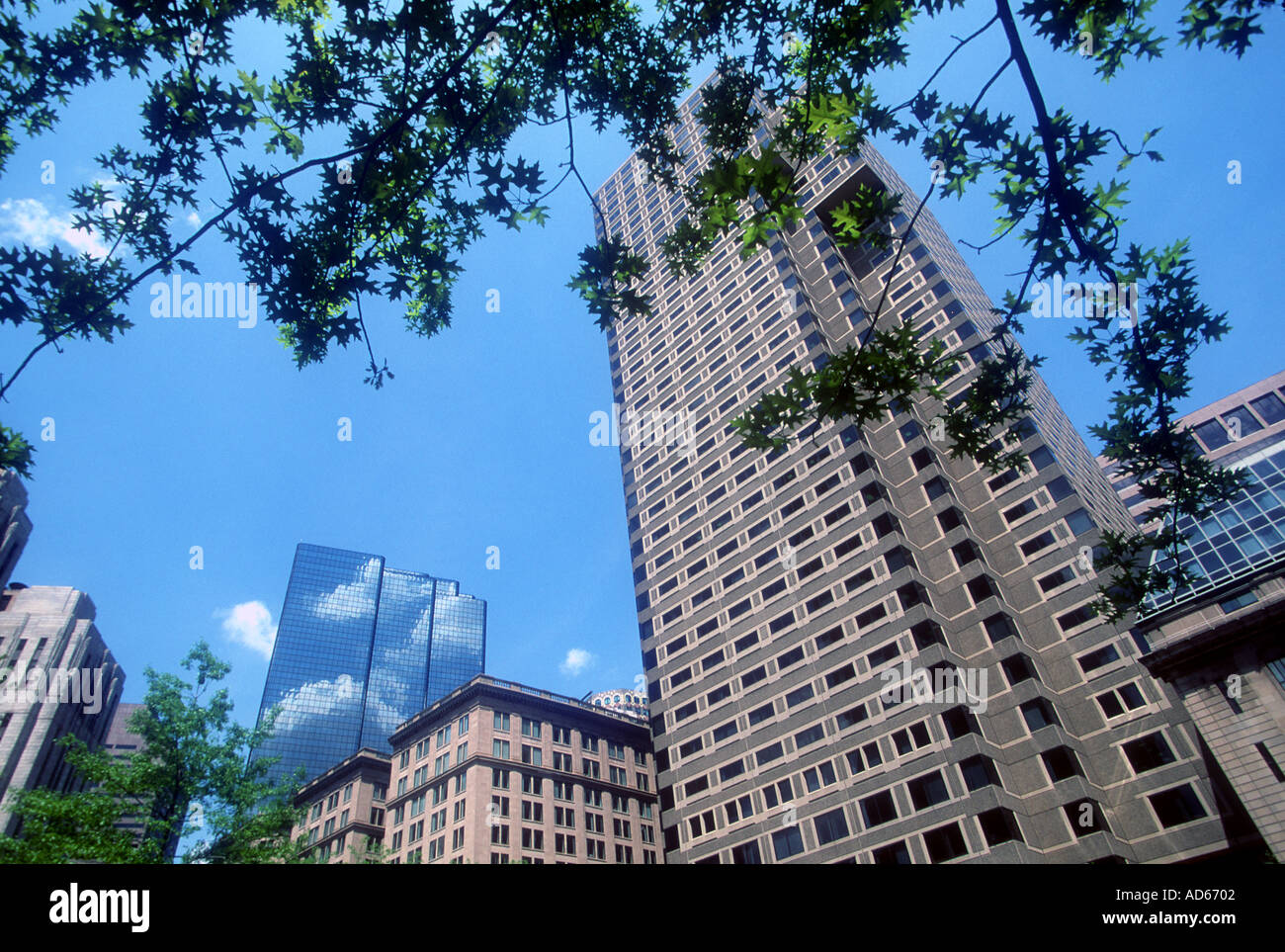 Boston city skyline, Post Office Square Stock Photo - Alamy