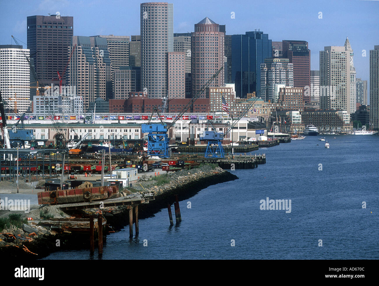 Boston harbor waterfront city skyline Stock Photo - Alamy