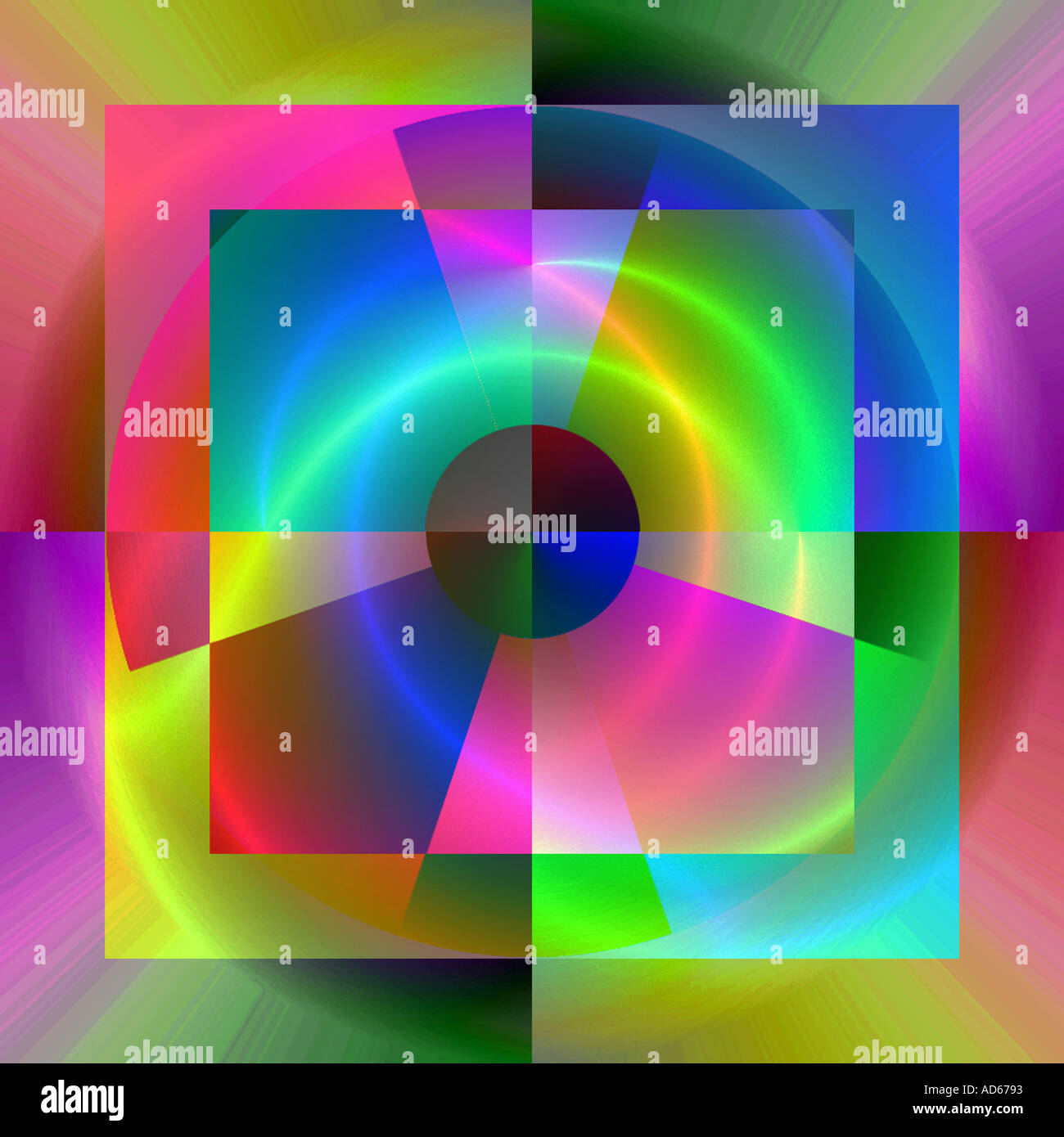 Colorful Abstract Pattern Divided into Four Equal Squares and Frame ...