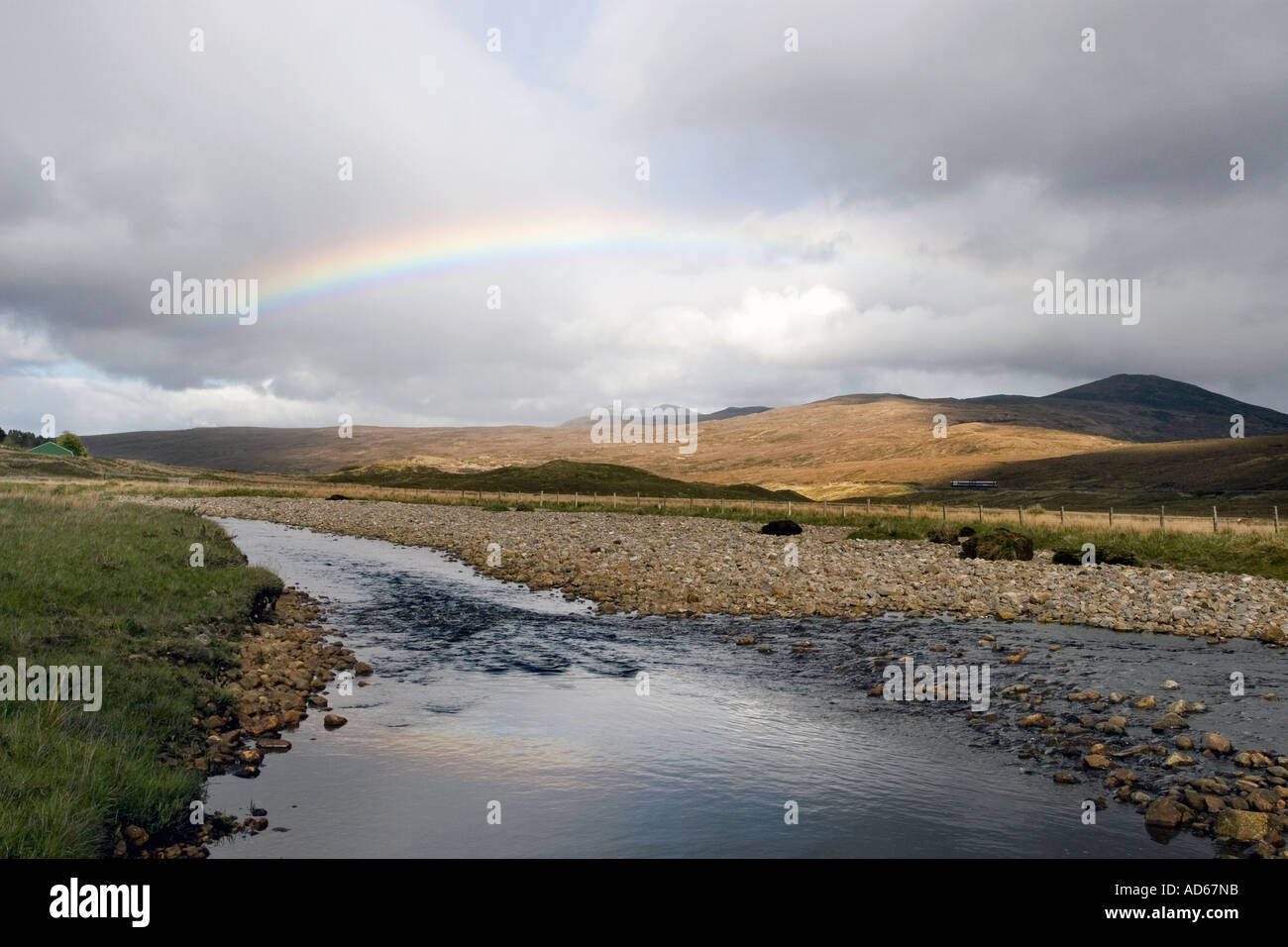 Rainbow over a river in the Highlands. Scotland Stock Photo - Alamy