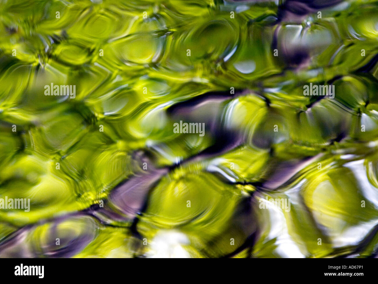 Reflections of trees and ripples in a scottish river abstract. Scotland ...