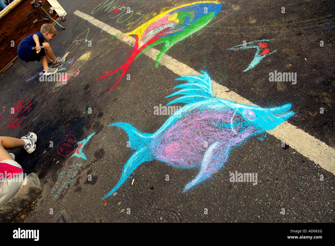 art festival street drawing by children Stock Photo - Alamy