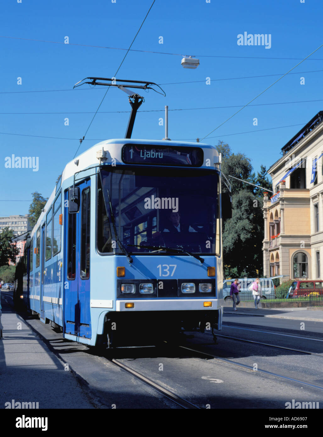 Tram in central Oslo, Norway Stock Photo - Alamy