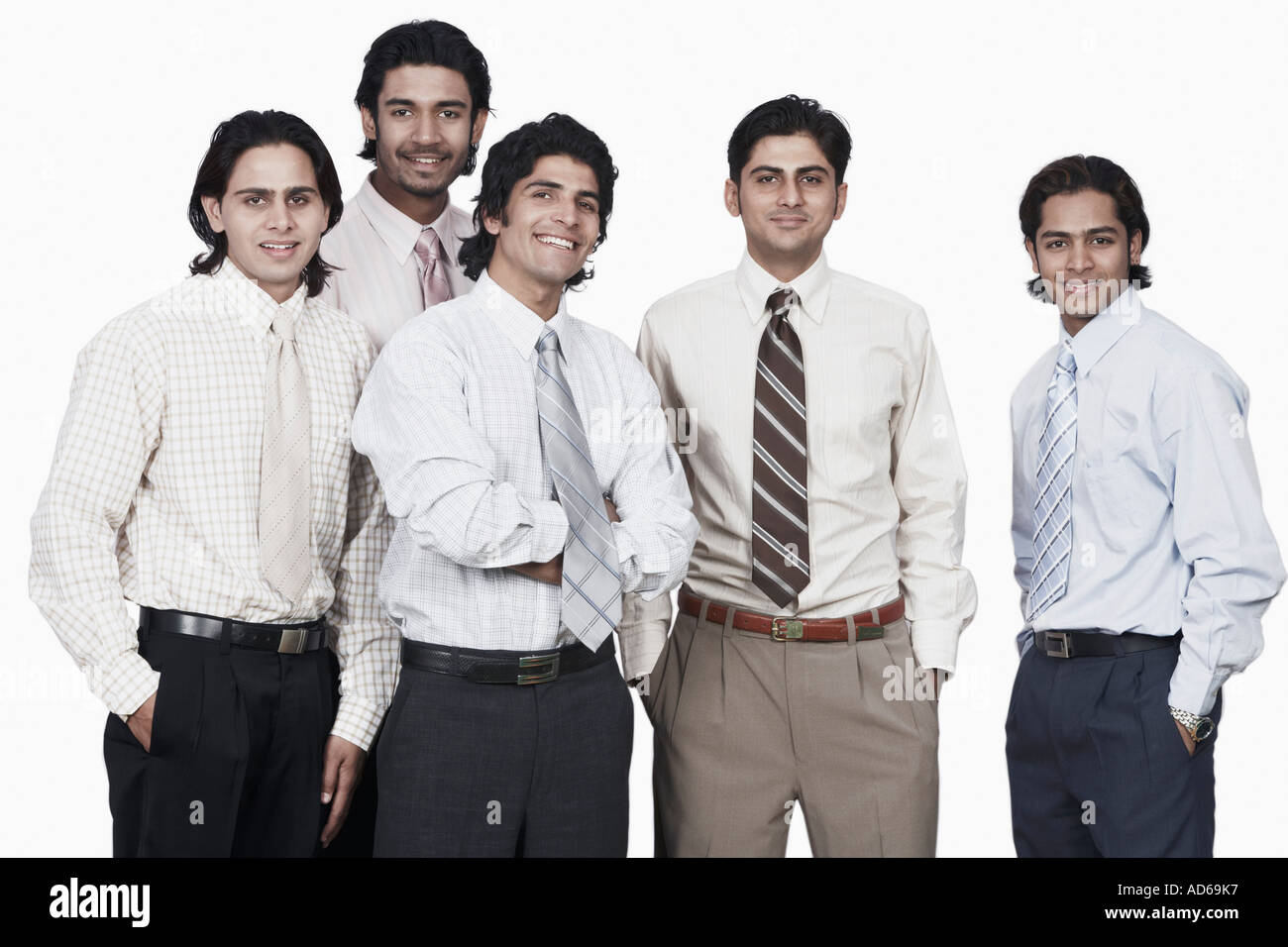 Portrait of five businessmen smiling Stock Photo - Alamy