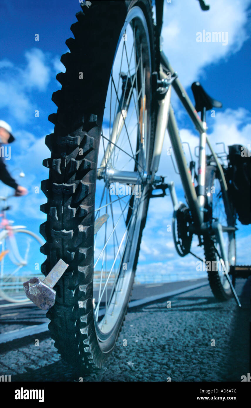 Huge spike pierces Tyre of bicycle wheel Stock Photo - Alamy