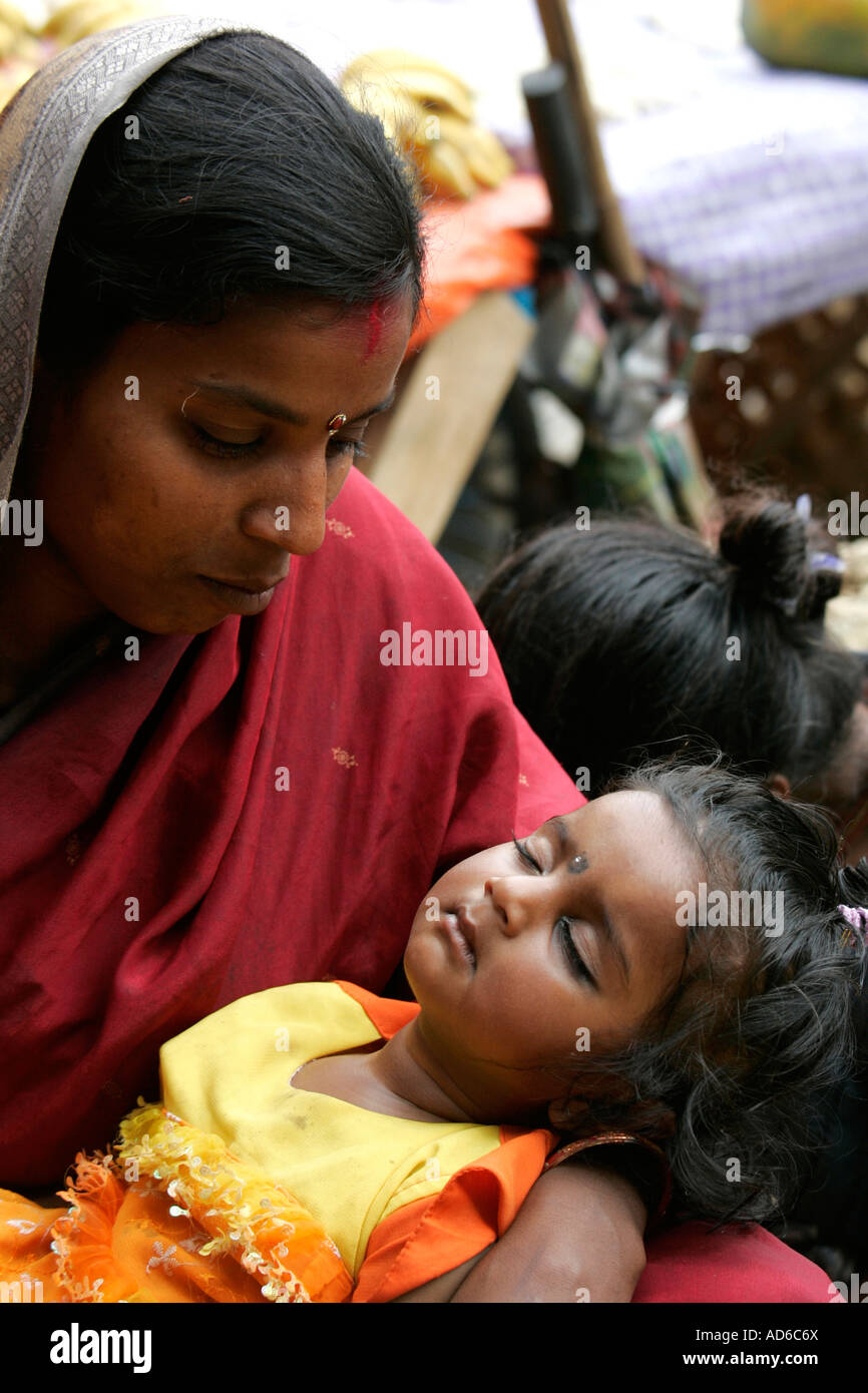Mother and child, at the Saturday market in Kalimpong, West Bengal ...