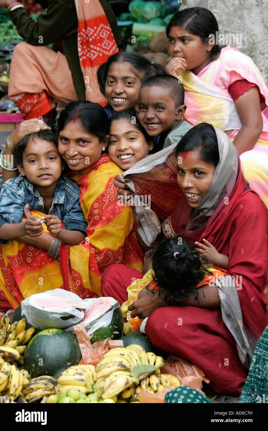 Family group at the Saturday market in Kalimpong, West Bengal, India ...