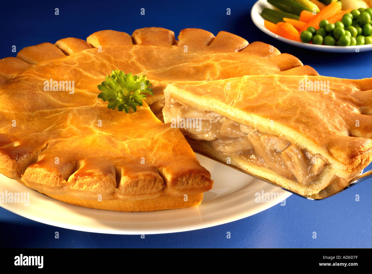CHICKEN PIE WITH SLICE Stock Photo - Alamy