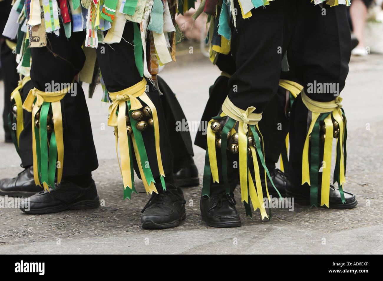 Morris dancers bells and ribbons UK summer Stock Photo - Alamy