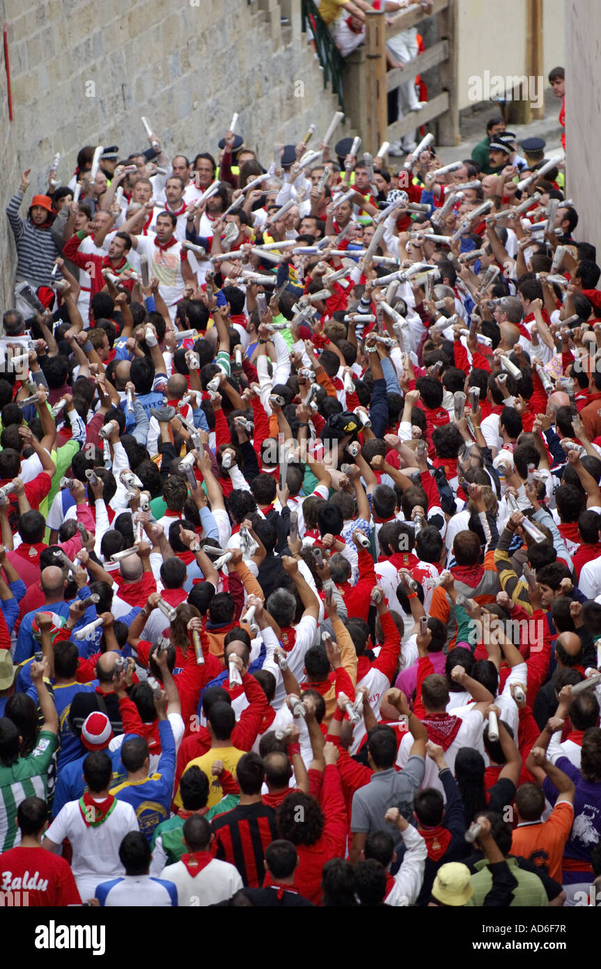 The bull run - Pamplona Spain Traditional prayers to Saint Fermin ...