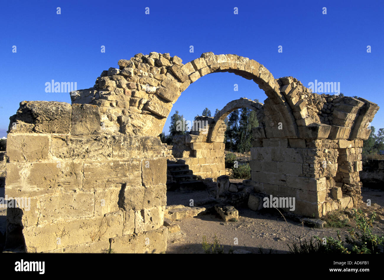 CYPRUS CITY OF PAPHOS THE ANCIENT RUINS NEAR THE HARBOUR Stock Photo ...