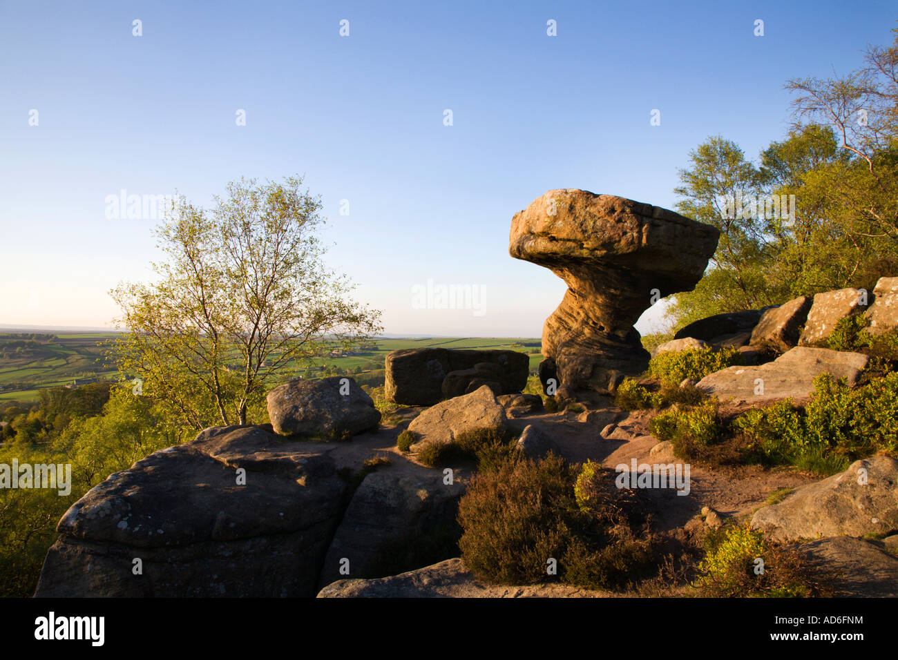 The Druids Writing Desk Brimham Rocks North Yorkshire England Stock ...