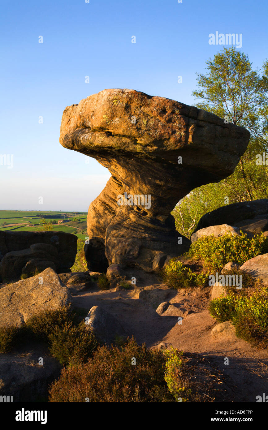 The Druids Writing Desk Brimham Rocks North Yorkshire England Stock ...