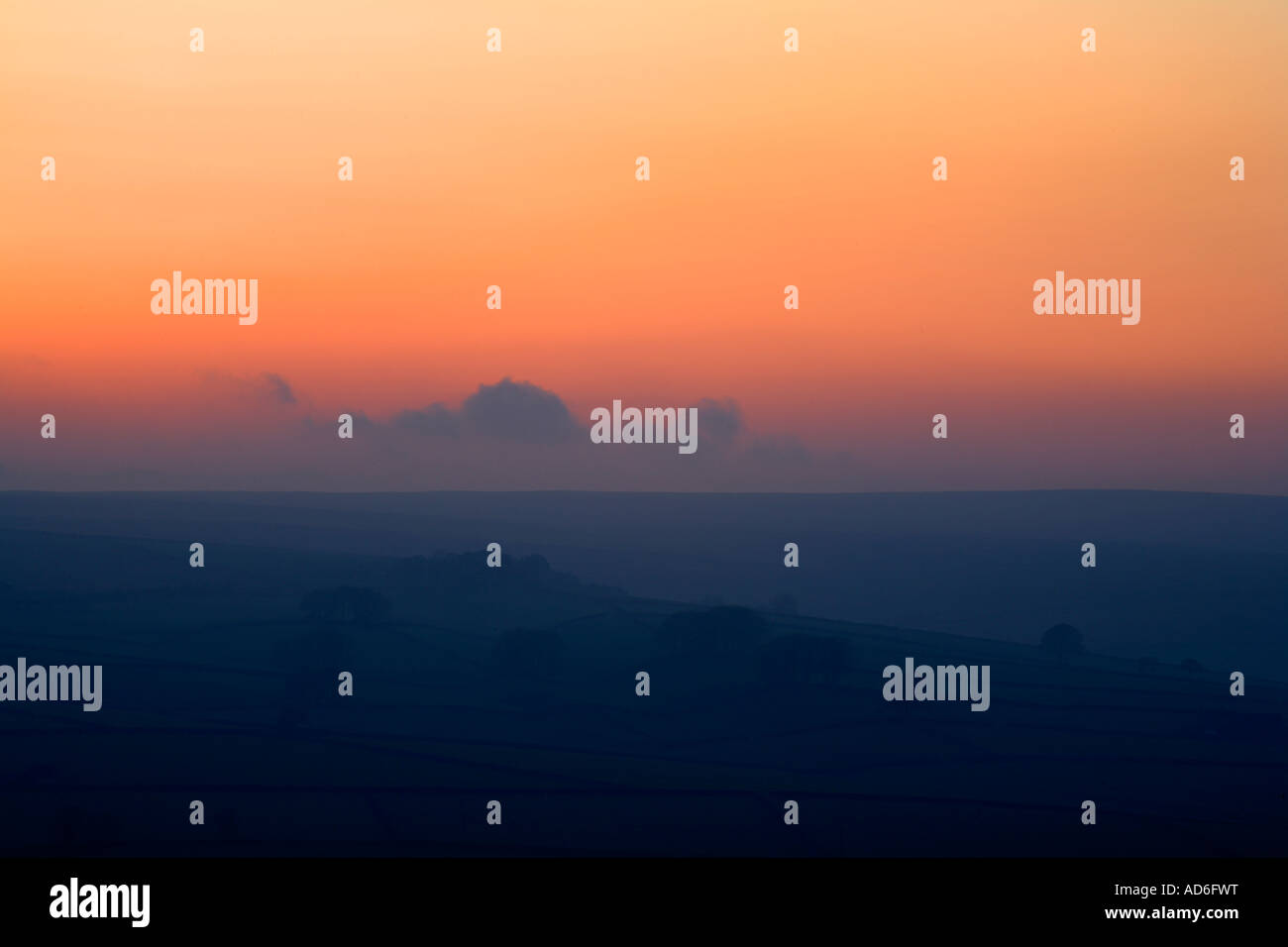 Sunset Over Nidderdale from Brimham Rocks North Yorkshire England Stock ...