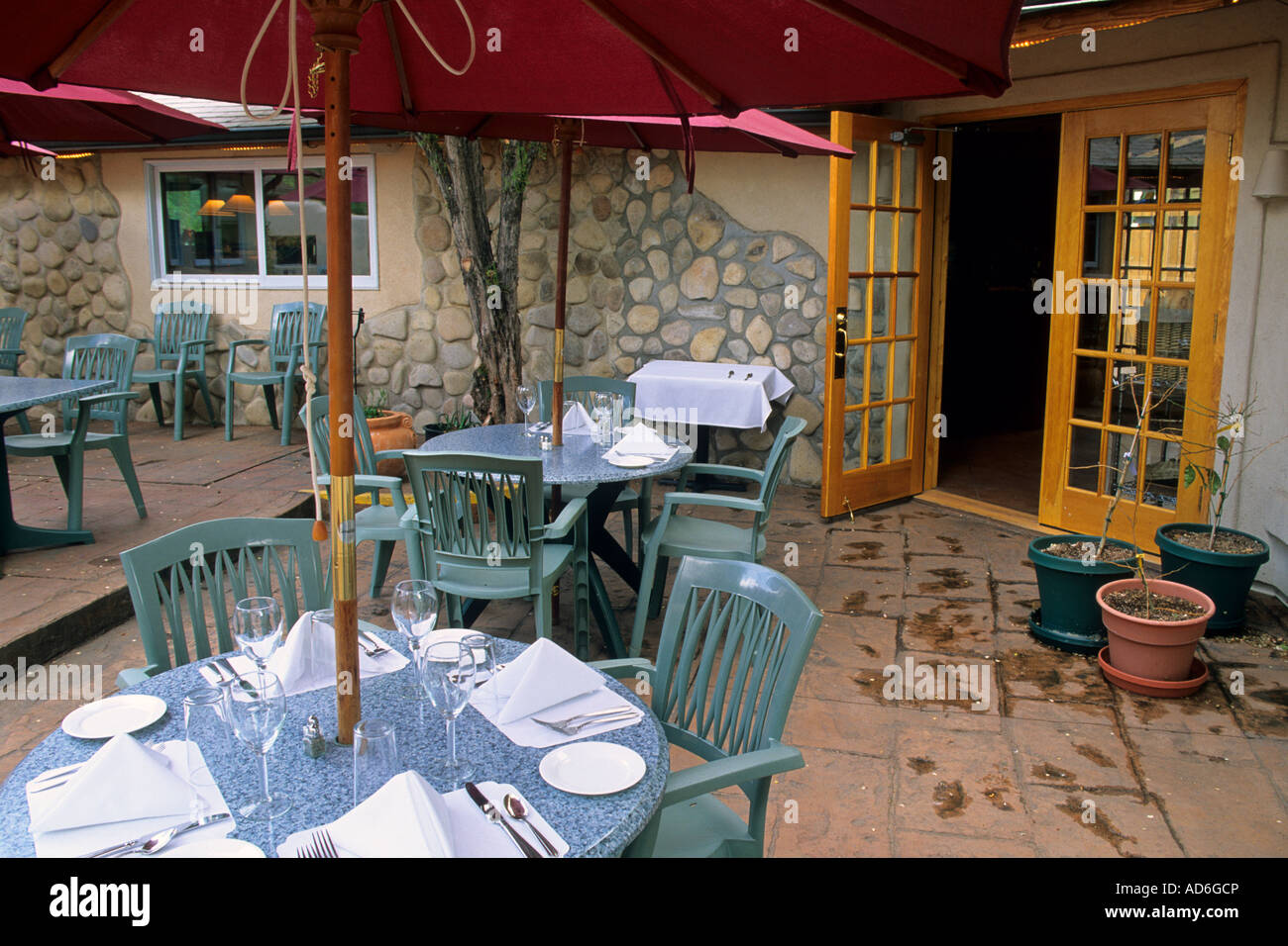 Back dining patio Center Cafe Moab UTAH Stock Photo - Alamy