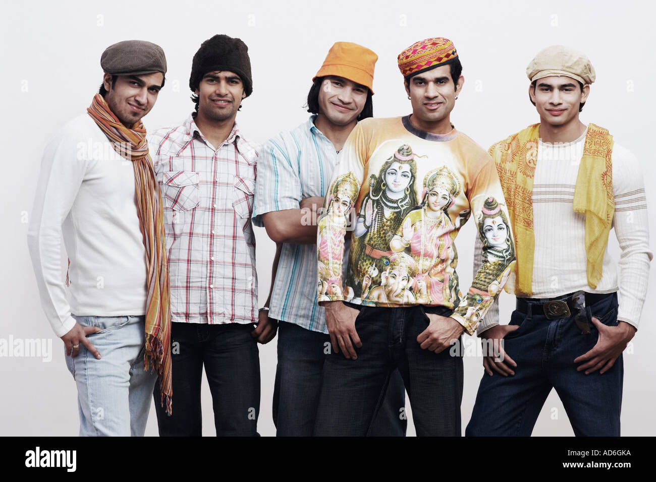 Portrait of five young men posing Stock Photo - Alamy