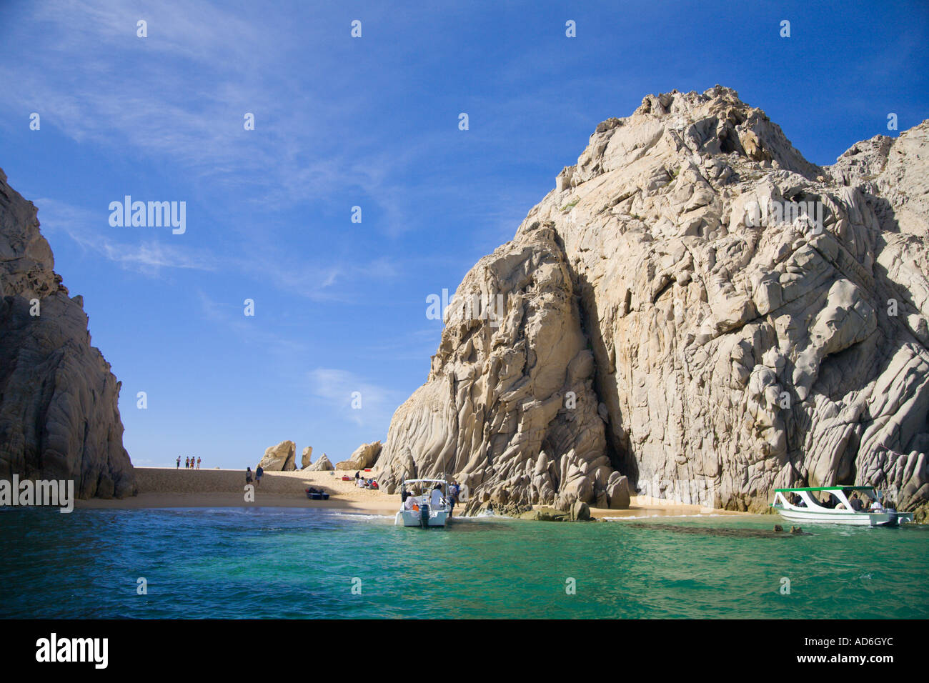 Rock formations cliffs and beach at very end of the Baja Peninsula at ...