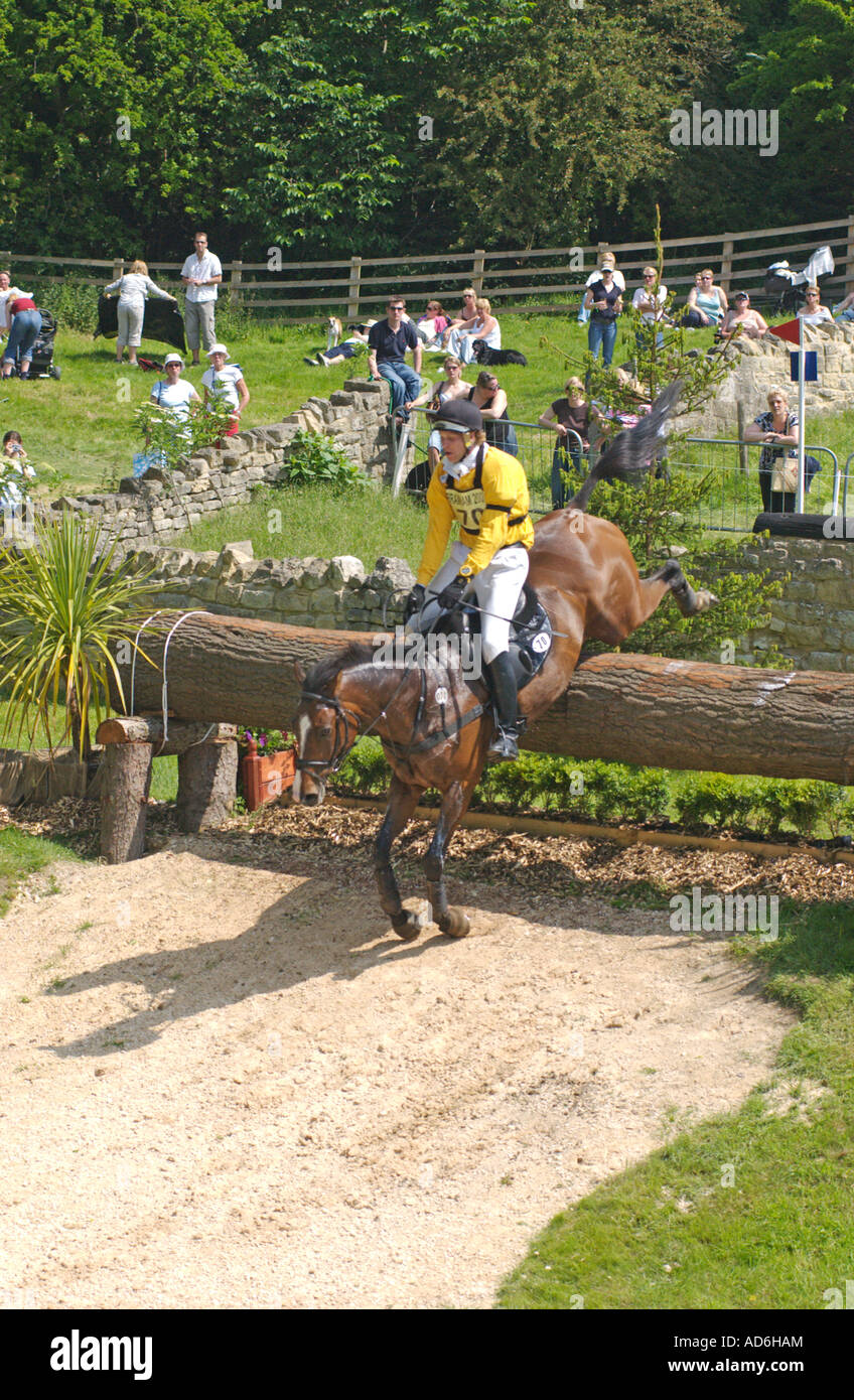 Nick Gauntlett and Calibre fall at Snuggledown lower pond Bramham ...