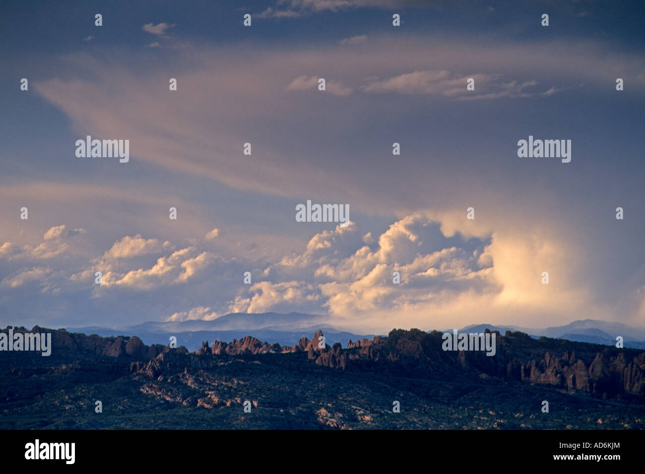 Major thunderstorm cloud as seen from Arches National Park UTAH Stock ...