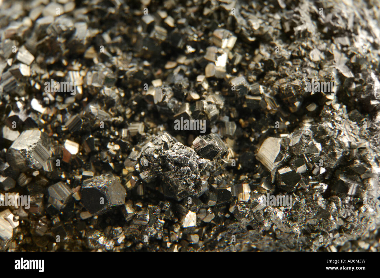 Pyrite crystals macro texture background Stock Photo - Alamy