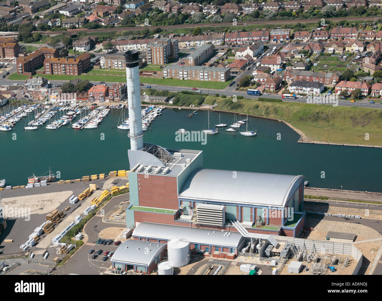 Aerial View of Shoreham Harbour featuring Shoreham Power Station, UK ...