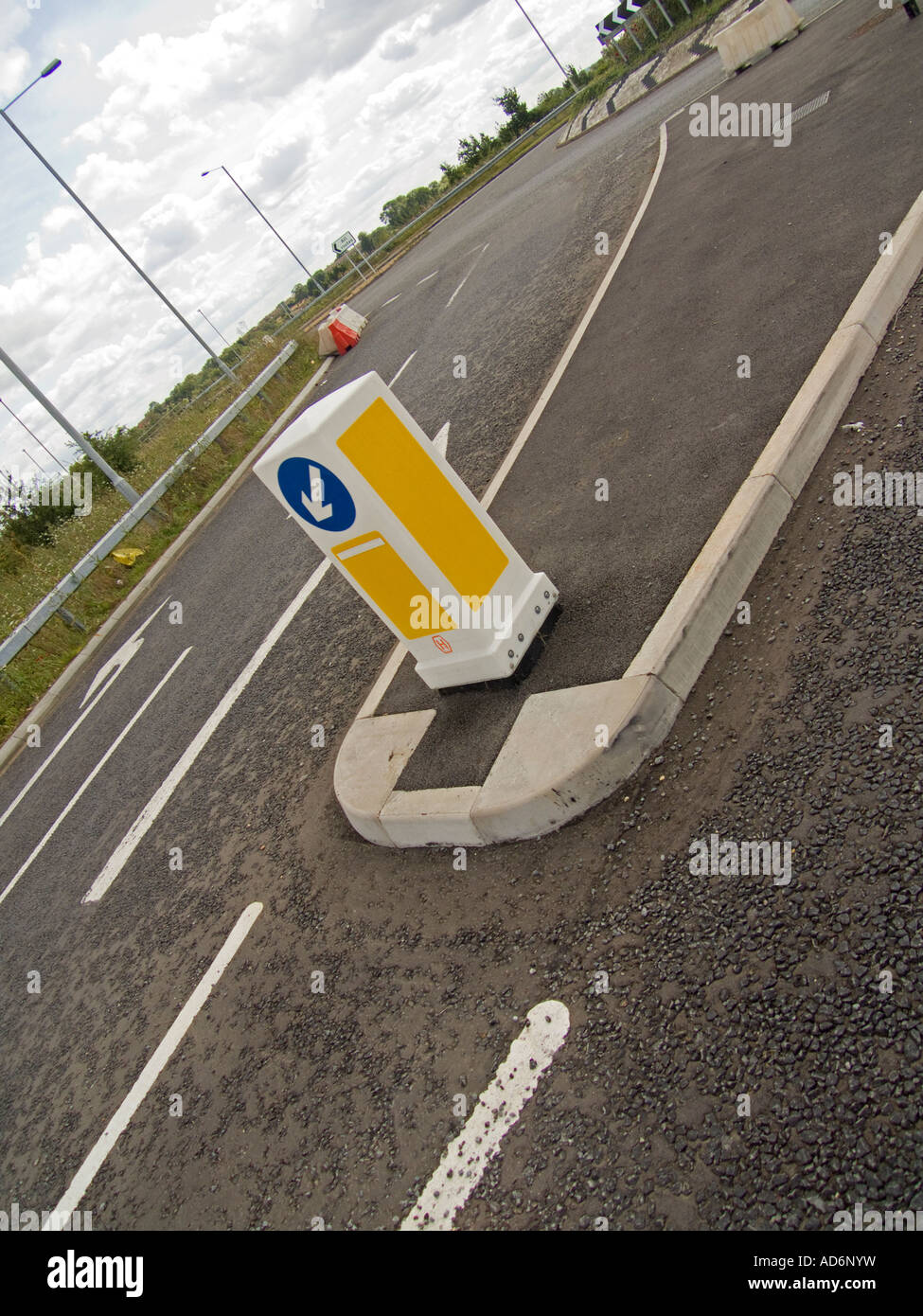 traffic island on a UK road Stock Photo - Alamy