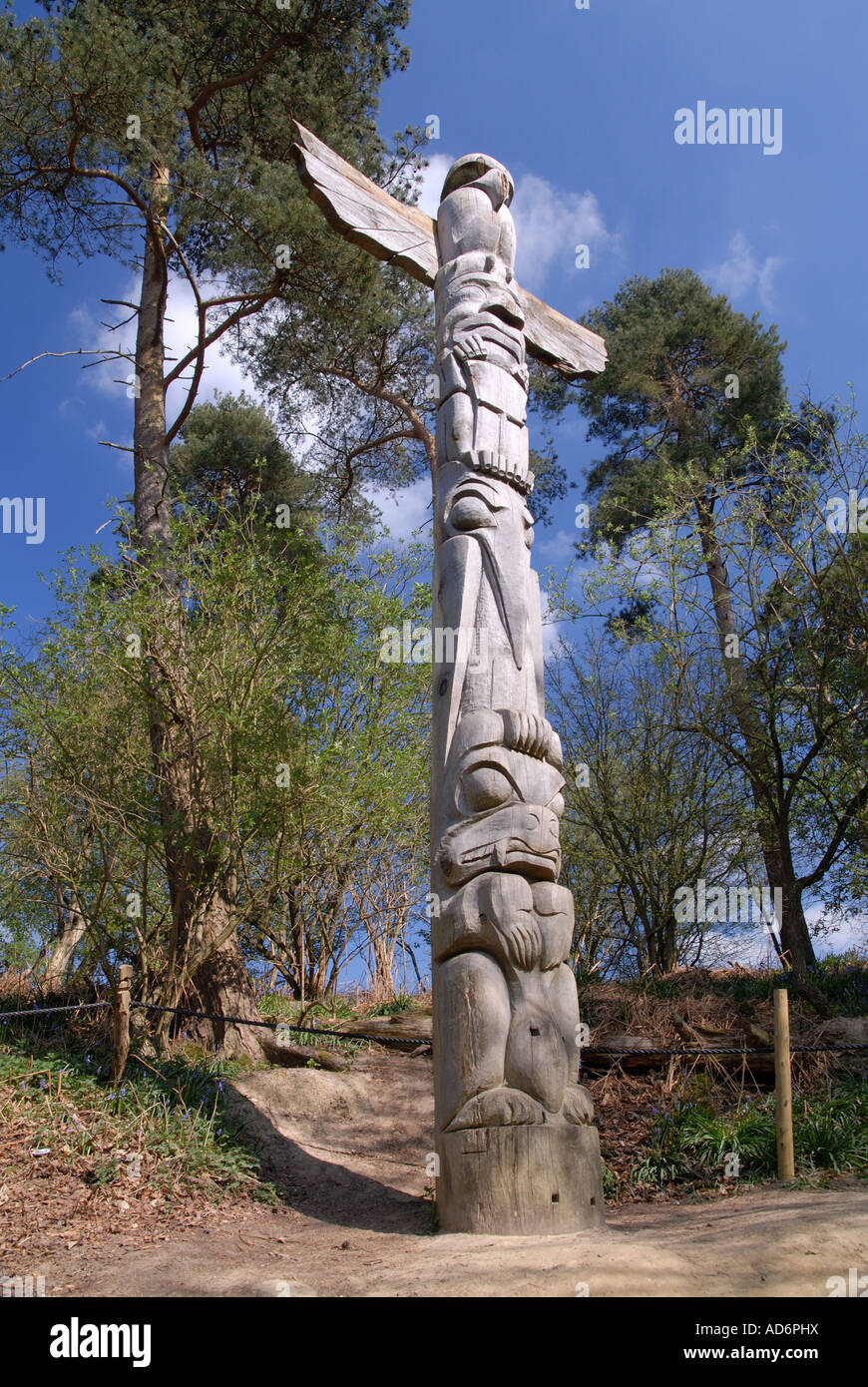A carved Totem Pole in the Enchanted Forest, Groombridge Place, near ...