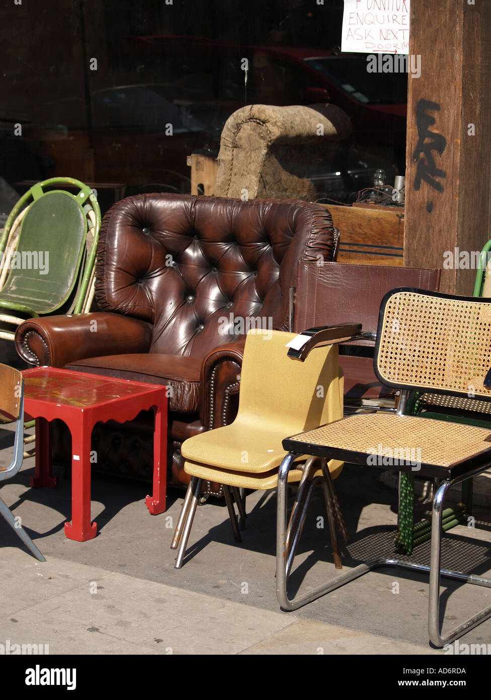 Old recycled chairs hi-res stock photography and images - Alamy