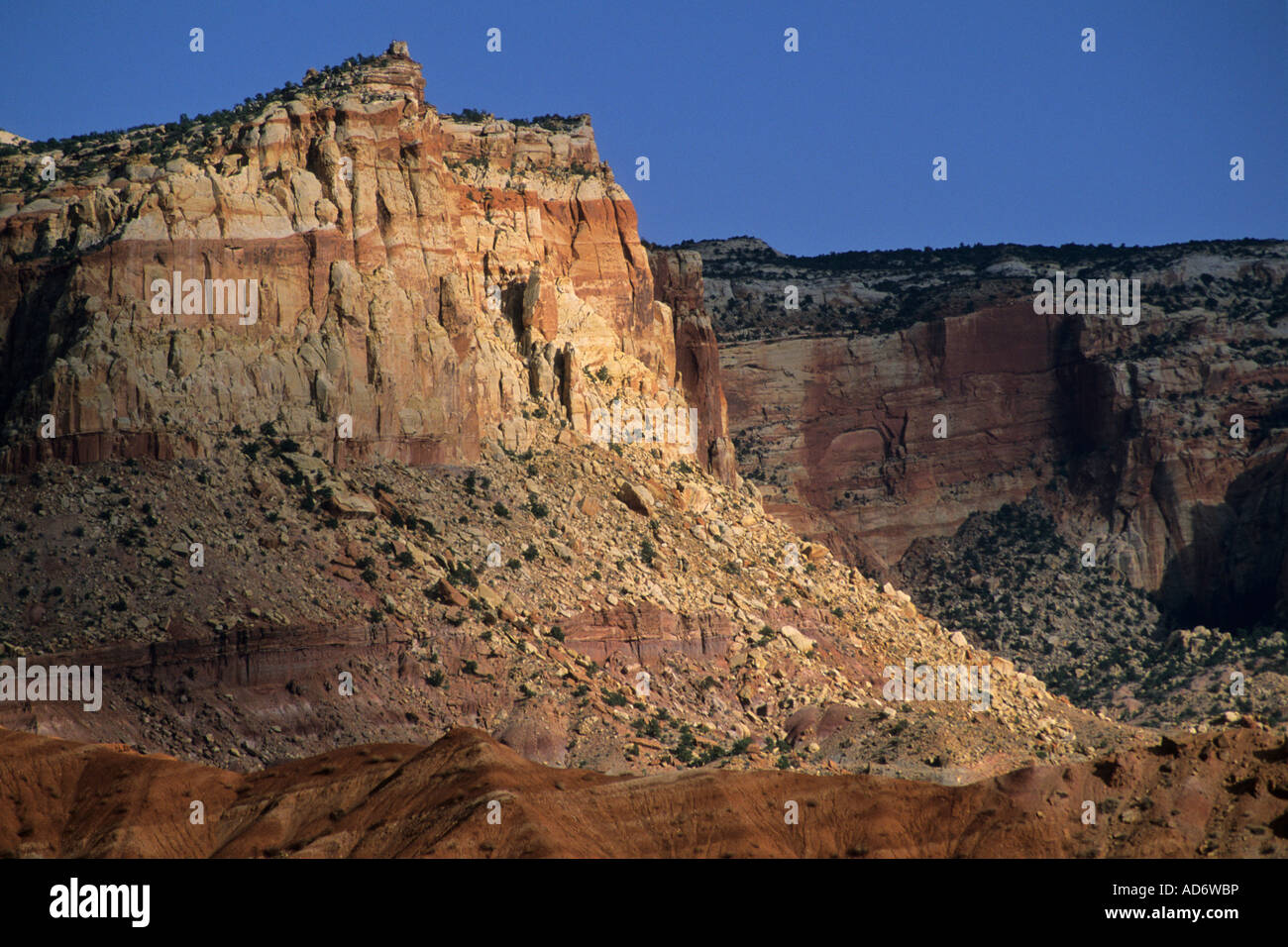 Sunset light on cliffs of Capitol Reef Capitol Reef National Park UTAH ...