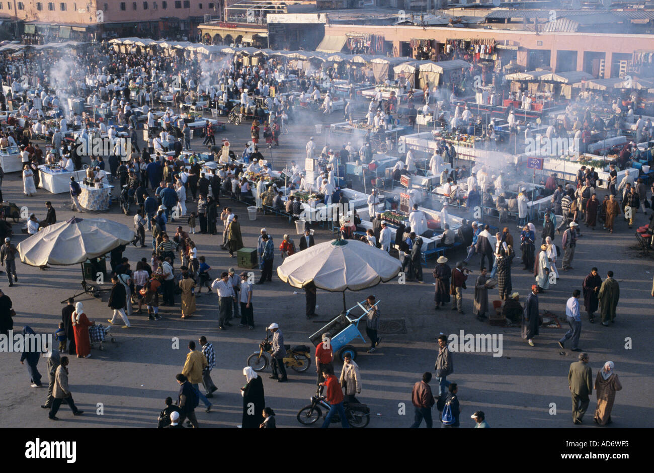 Morocco Marrakesh Main square with stalls selling snails and tangine ...