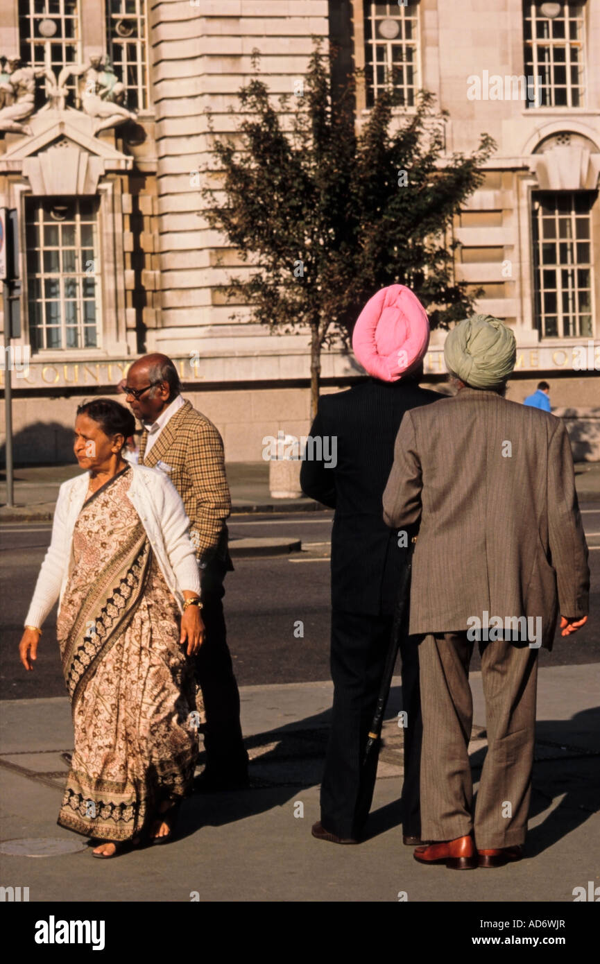 Ethnic Minority Groups Sikh Turbans London England Great Britain Stock ...