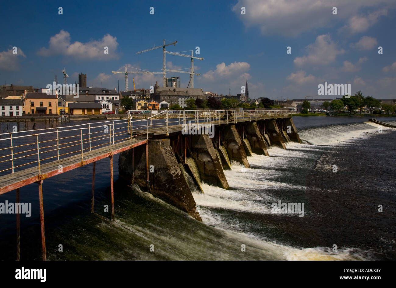 Sluice Gates and Salmon Leap on the River Shannon at Athlone, County ...