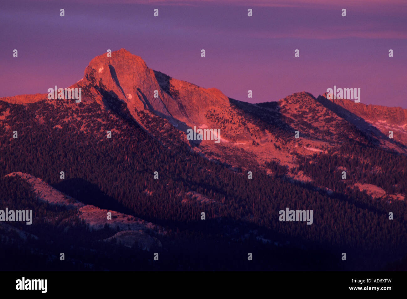 Alpenglow at sunset on Mount Clark from atop Sentinel Dome Yosemite ...