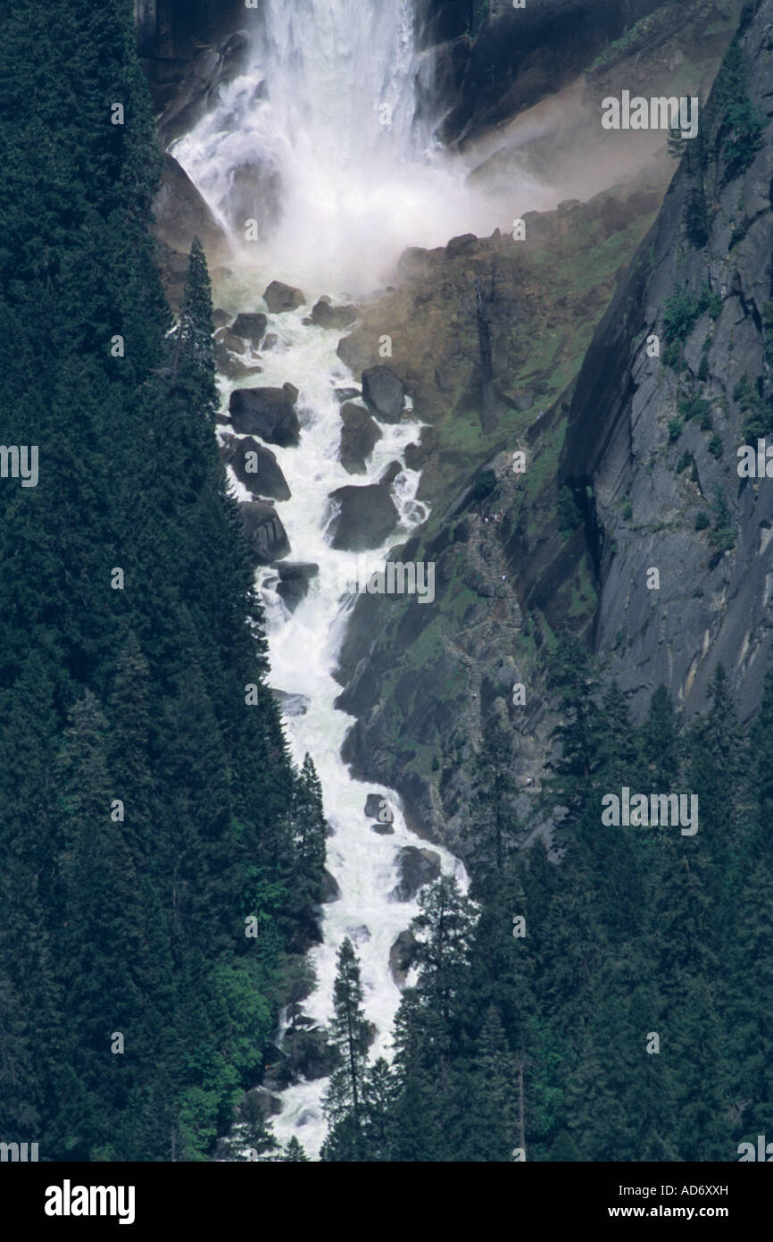Base of Vernal Falls and Merced River from Washburn Point Yosemite ...