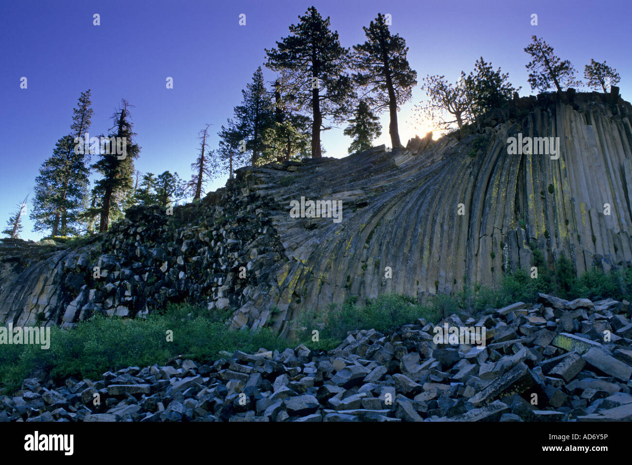 Columnar Basalt rock formation at Devils Postpile National Monument ...