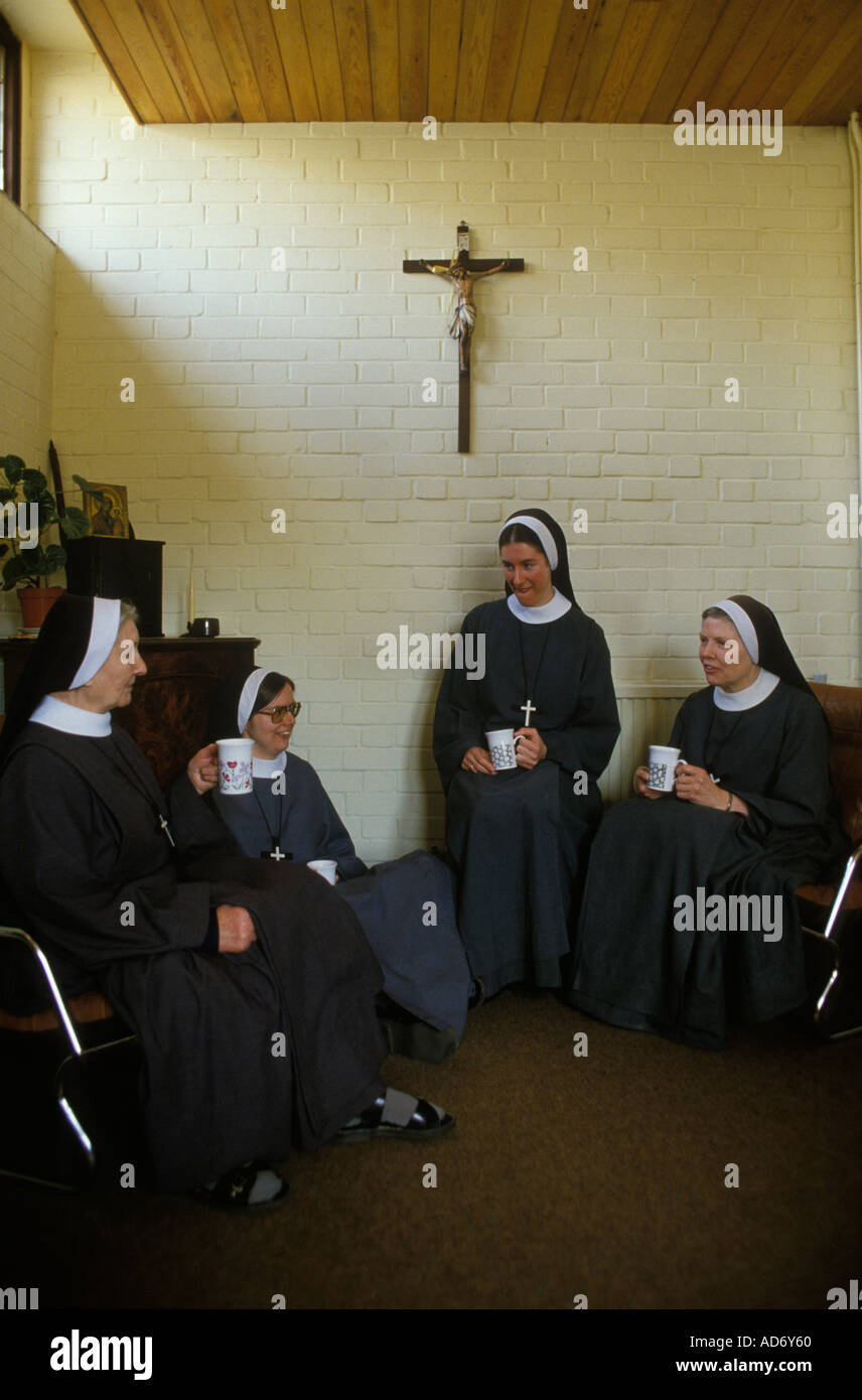 Nuns two sisters and Mother Superior in their Priory, Church of England ...