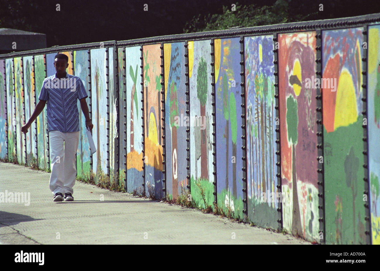 Painted railway bridge West Hampstead London UK Stock Photo - Alamy