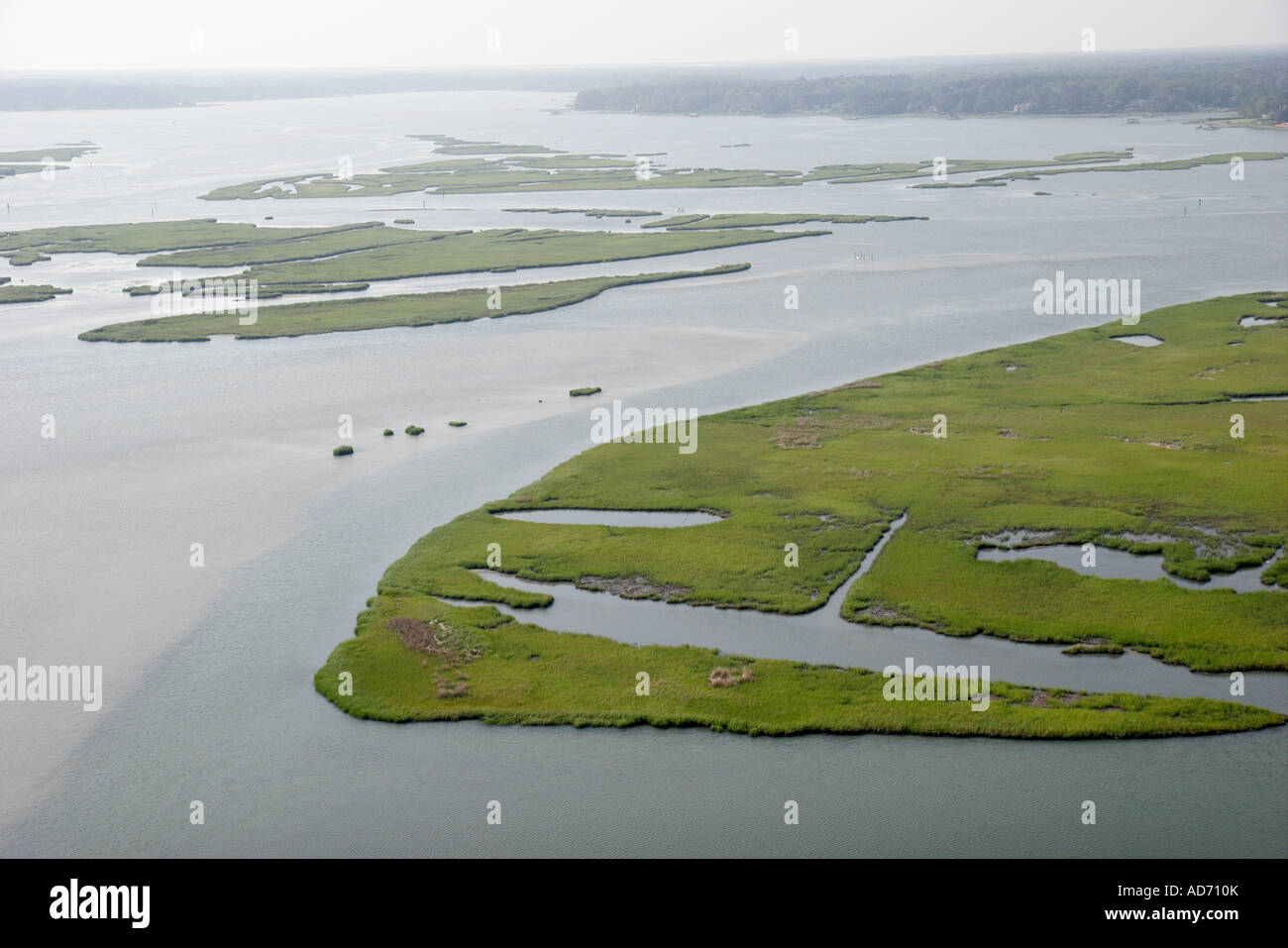 Virginia Beach,Lynnhaven River water,aerial overhead view from above ...