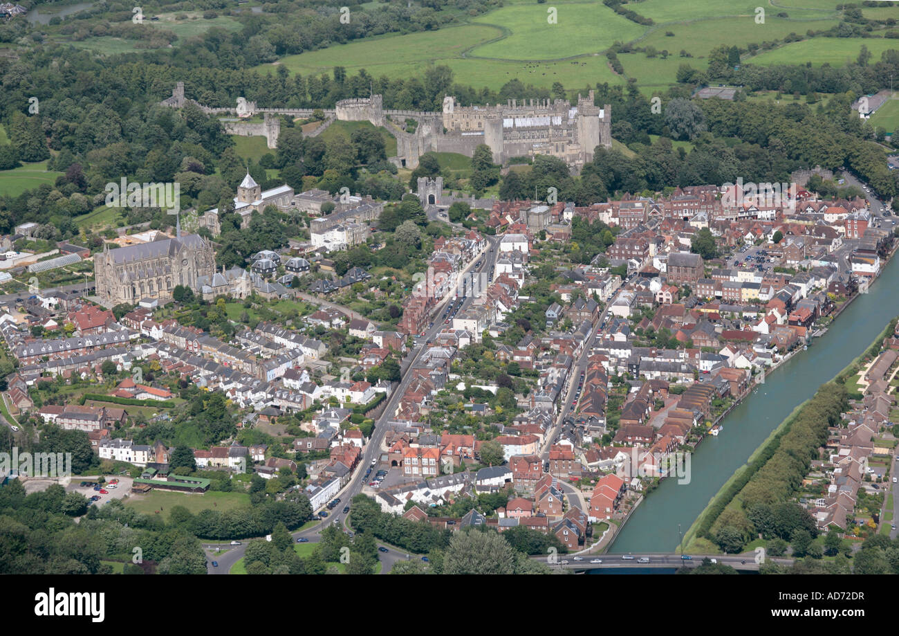 Aerial view of the historic town of Arundel, West Sussex, UK Stock ...