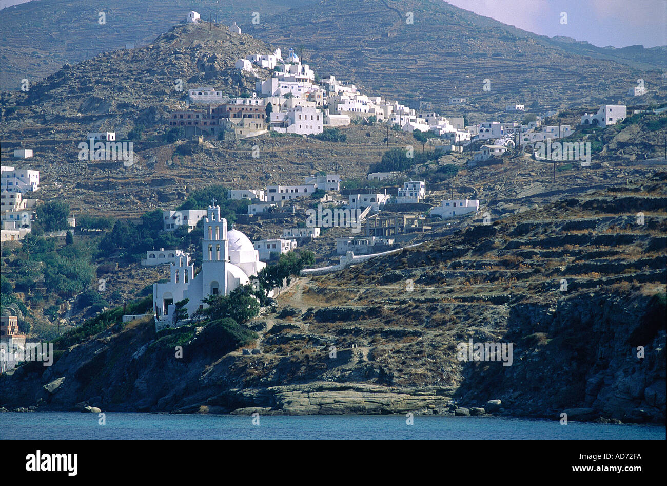 GREECE CYCLADES NAXOS ISLAND THE COASTLINE SEEN FROM A BOAT Stock Photo ...