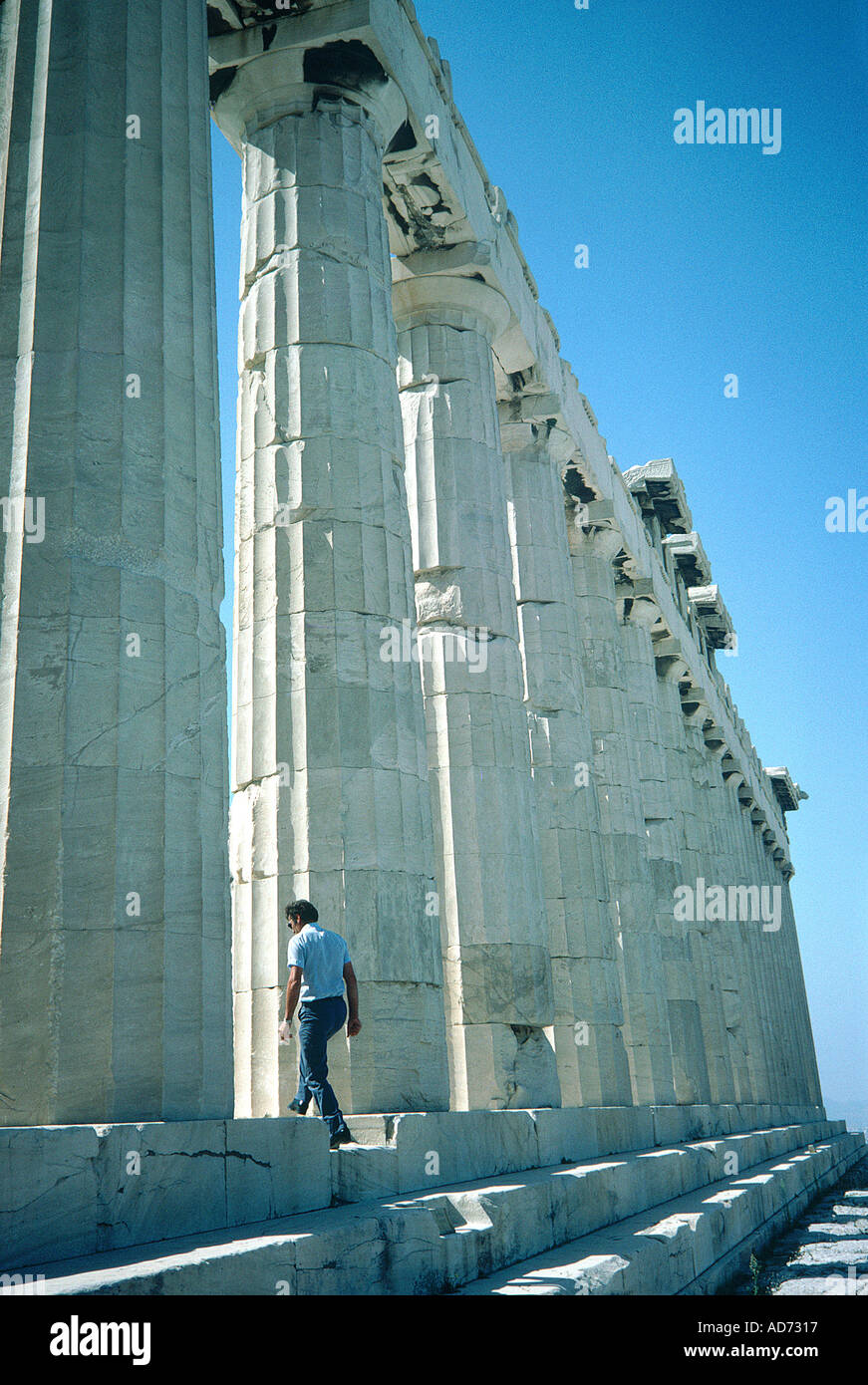 GREECE ATHENS ACROPOLIS MAN ENTERING THE PARTHENON TEMPLE Stock Photo ...