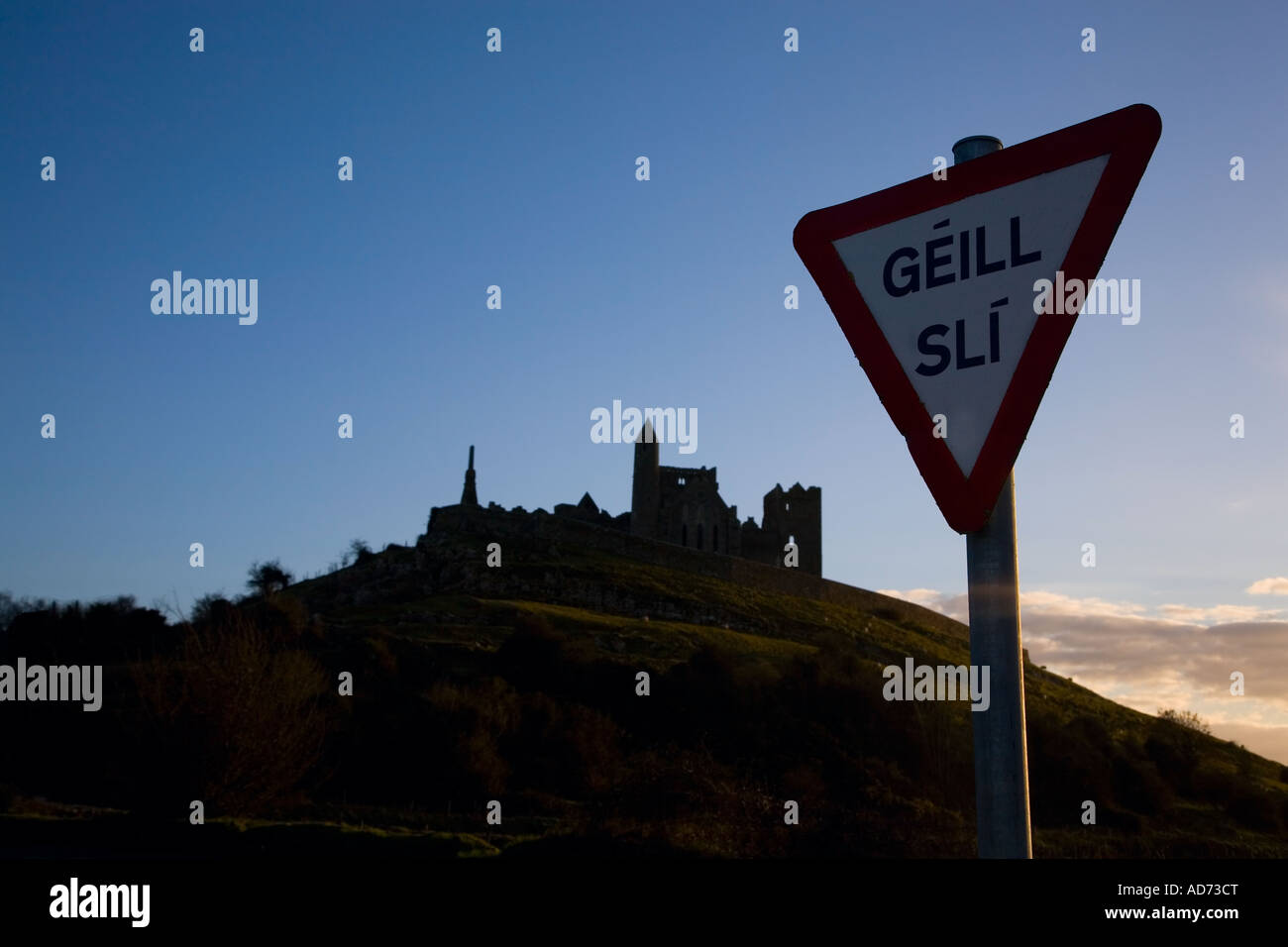 Gaelic Traffic Stop Sign, Below the Rock of Cashel, County Tipperary ...