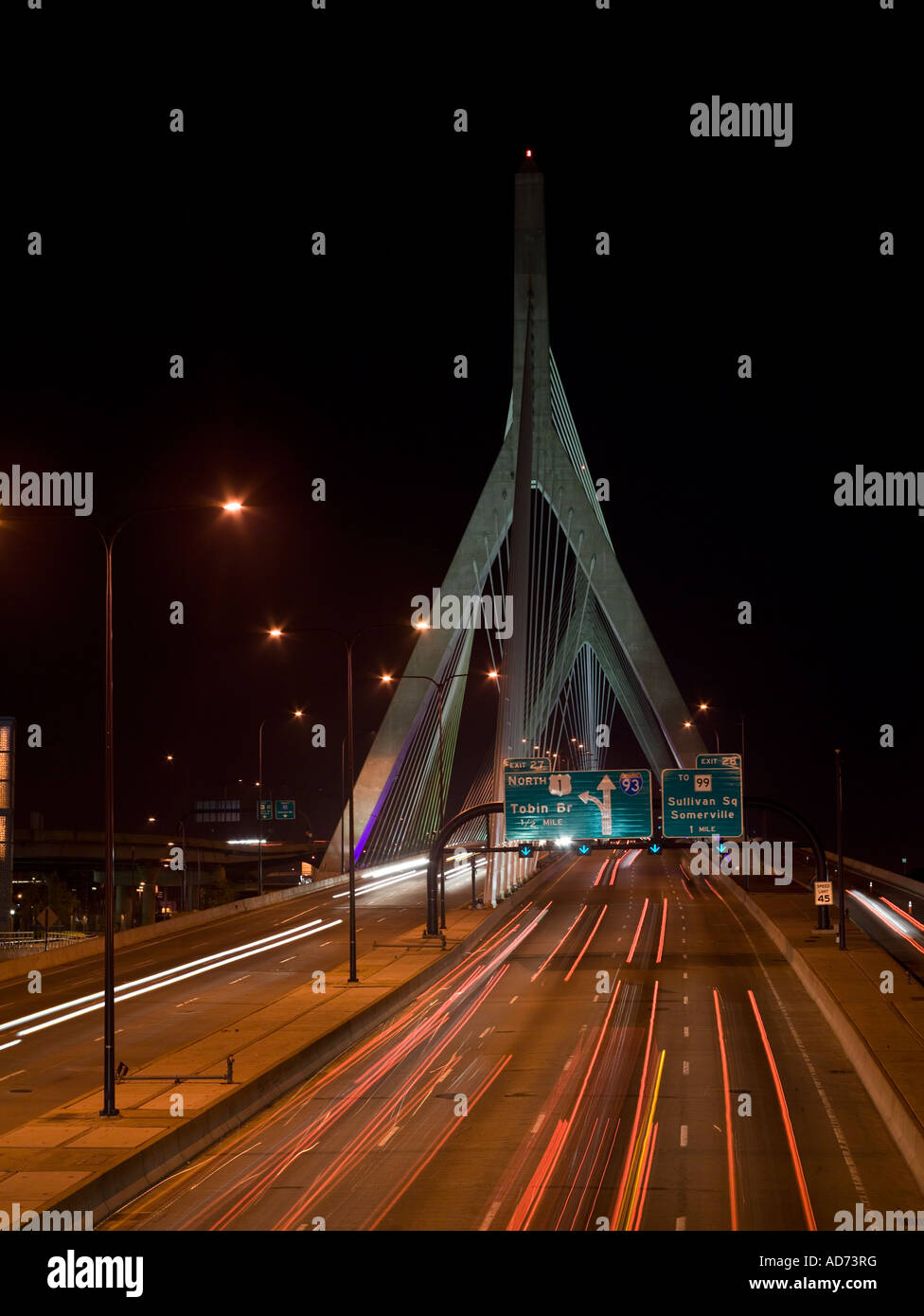 Leonard P. Zakim Bunker Hill Memorial Bridge, Boston, USA Stock Photo ...