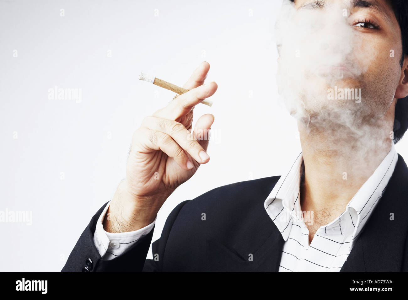 Portrait of a businessman smoking a cigar Stock Photo - Alamy