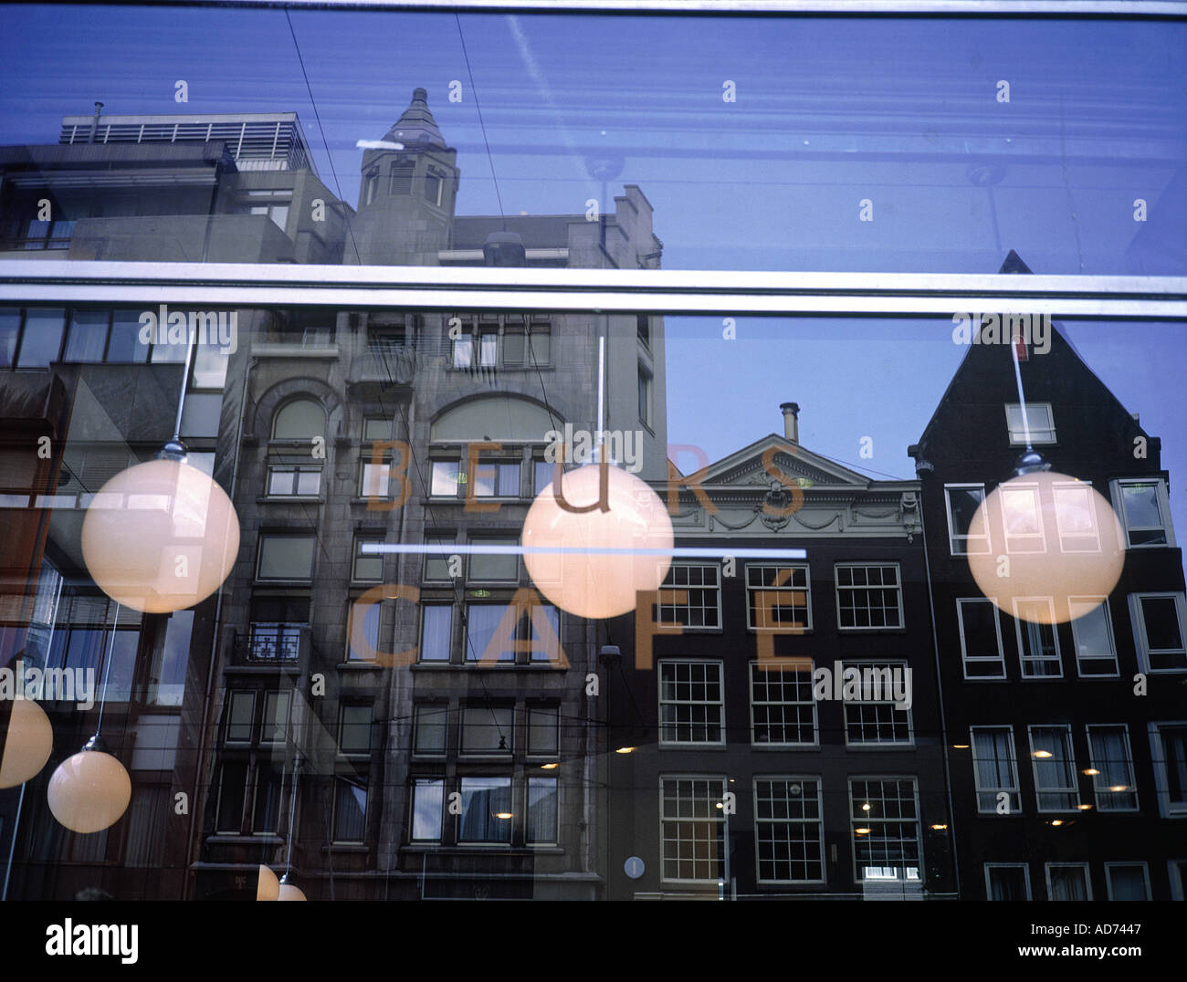 NETHERLANDS AMSTERDAM OLD FLEMISH HOUSES REFLECTING ON A WINDOW OF A ...