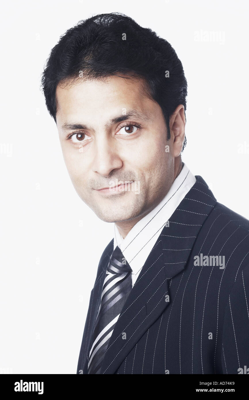 Side profile of a businessman grinning Stock Photo - Alamy